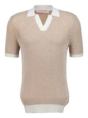 Orlebar Brown Biscuit Horton Chevron Crochet Polo - Beige