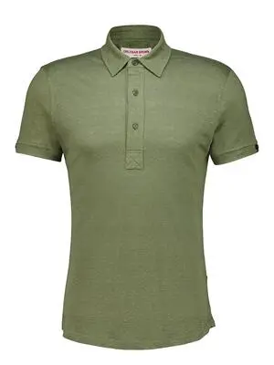 Orlebar Brown Herbal Green Sebastian Tailored Linen Polo Green