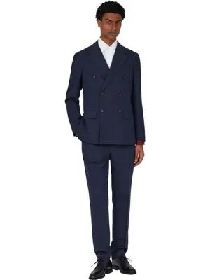 FERRAGAMO Navy Double-breasted Blazer - Blue