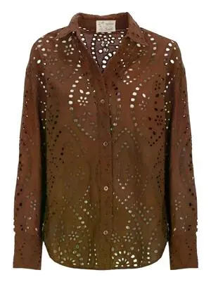 MC2 SAINT BARTH Broderie Anglaise Shirt - Brown