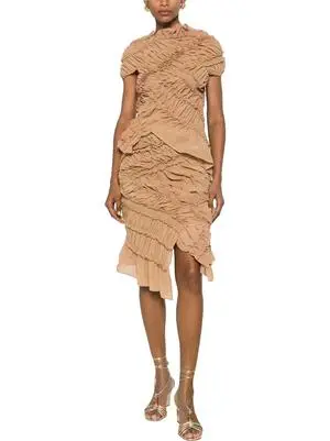 MAGDA BUTRYM Magda Butrym Beige Ruffled Embellishment Midi Skirt
