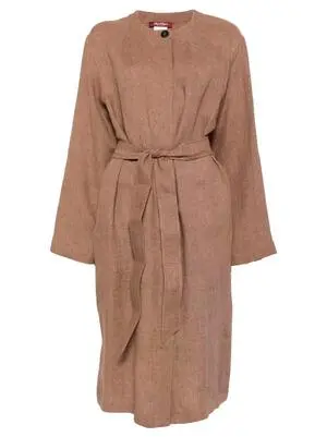 Max Mara Lembo Belted Long-sleeve Midi Dress - Brown