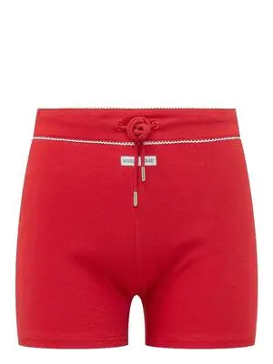 MARINE SERRE Light Ribbed Jersey Drawstring Waist Mini Shorts - Red