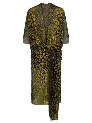 FERRAGAMO Asymmetrical Devoré Georgette Dress - Green