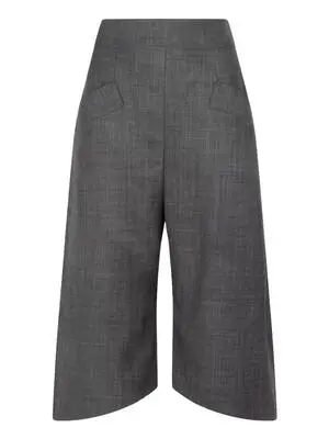 GANNI Asymmetric Hem Wide-leg Shorts - Grey
