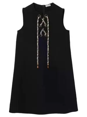 Burberry Cady A-line Mini Dress With Check Lace-up Detail - Black