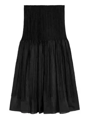 Paloma Wool Smocked Frayed-edge Skirt - Black