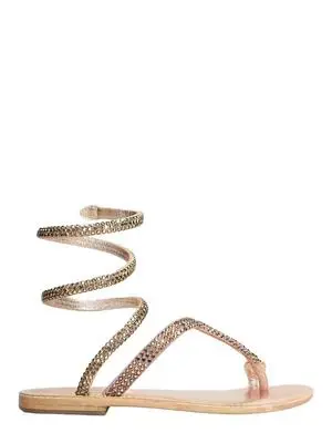 FUSION Crystal Embellished Wrap-around Sandals - Neutrals