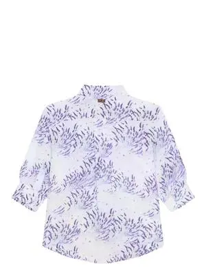 Vilebrequin Lavender Print Linen Shirt - White