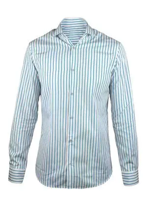 MOORER Striped Buttoned Shirt - White