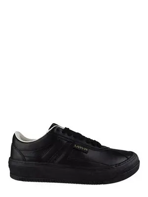 LANVIN Logo Leather Sneakers - Black