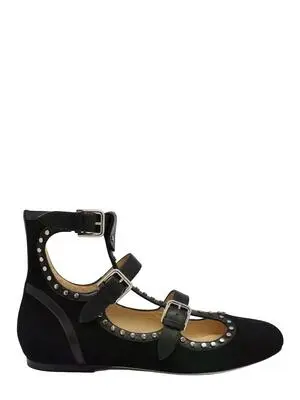 JIMMY CHOO Hartley Stud-embellished Ballet Flats - Black