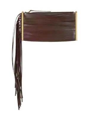 Elisabetta Franchi Fringed Leather Shoulder Bag - Brown