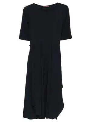 High Crew-neck Midi Dress - Blue