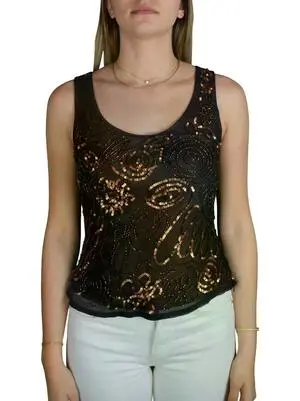 MARLY´S Sequined Pattern Tank Top - Black