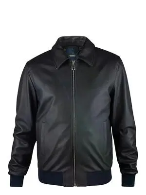 BILLIONAIRE Zip-up Leather Jacket - Black