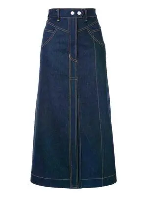 ELLERY Traffic Panelled Denim Skirt - Blue