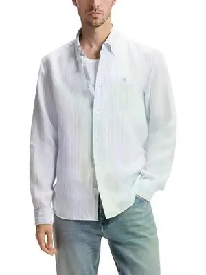 BOSS Regular-fit Shirt In Striped Linen - Blue