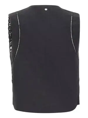 BOSS Embroidered Tie-fastening Sleeveless Top - Black