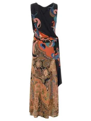 Etro Paisley-print Gathered Midi Dress - Black