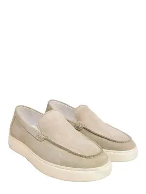 POCHE PARIS Suede Slip-on Loafers - Neutrals
