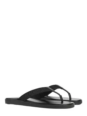 Gucci Logo-embroidered Thong Sandals - Black