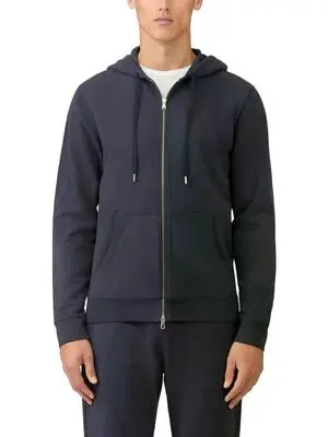 Sunspel Loopback Zip-up Drawstring Hoodie - Blue