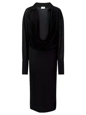 Andamane Lilia Draped Neck Midi Dress - Black