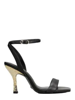GOLD & ROUGE Embossed-heel Sandals - Black