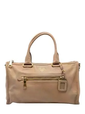Prada Vitello Daino Zip Top Satchel - Brown
