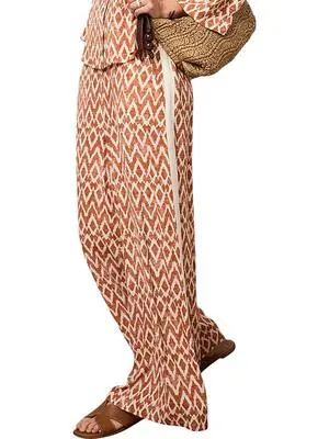 Mint Velvet Geo Print Wide Leg Trousers - Orange