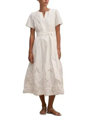 EVER NEW Matilda Embroidered Tie Midi Dress - Porcelain