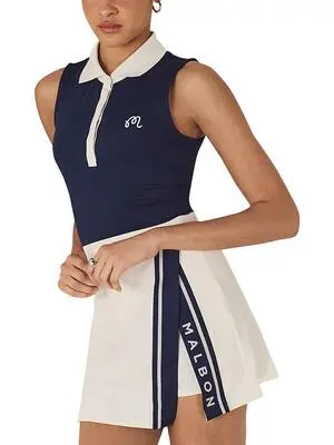 MALBON Claudia Sleeveless Polo Shirt - Navy
