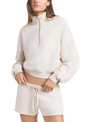 SKIMS Drapey French Terry Half Zip Pullover - Buff