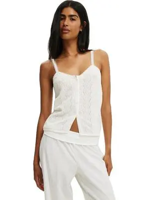 COTTON ON Cotton On Knit Button Through Cami With Lace Detail