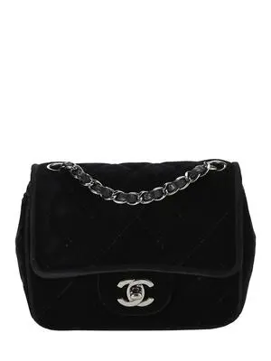 CHANEL Chanel Quilted Velour Half Flap Mini