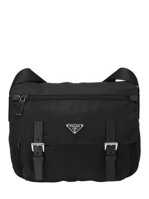 PRADA Prada Tessuto Nylon Messenger Bag With Saffiano Leather Trim
