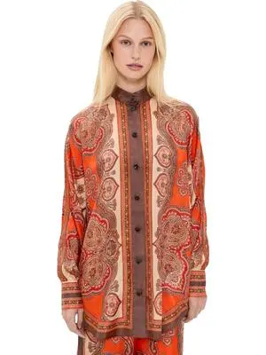 Zimmermann Mahon Dolman Shirt - Tangerine Paisley