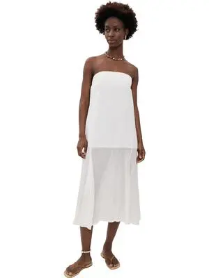 Free People Sabeen Tube Midi Dress - Clean Ivory