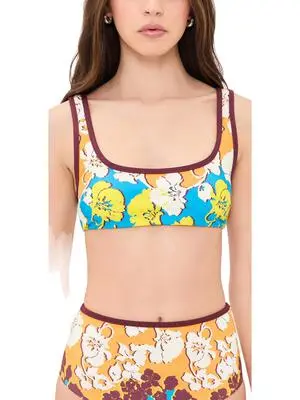 ALEMAIS Floral Print Scoop Neck Top - Multi