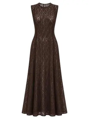 DECOLET THE LABEL Alaya Lace Maxi Dress - Brown