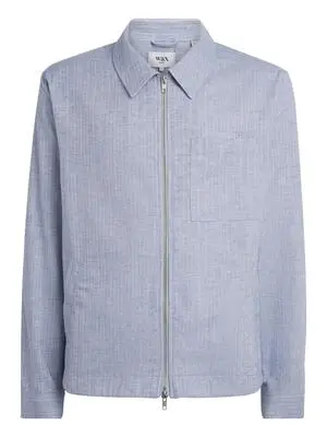 WAX LONDON Cotton-linen Herringbone Eldon Jacket - Blue