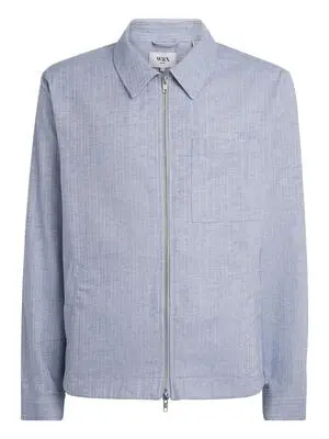 WAX LONDON Cotton-linen Herringbone Eldon Jacket - Blue