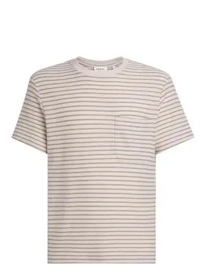 FRAME Cotton Rib-knit Stripe T-shirt - Beige