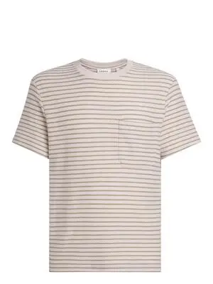 FRAME Cotton Rib-knit Stripe T-shirt - Beige