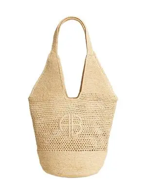 ANINE BING Leah Raffia Shopper Bag - Beige