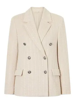 Brunello Cucinelli Cable-knit Double-breasted Blazer - Neutrals