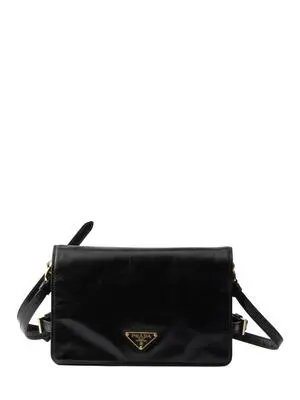 Prada Mini Leather Shoulder Bag - Black