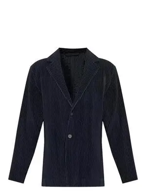 Issey Miyake Plissé-effect Notched-lapel Blazer - Blue