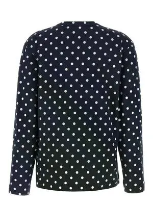 Play Comme Des Garcon Polka Dot Heart Patch Long Sleeve T-shirt - Blue